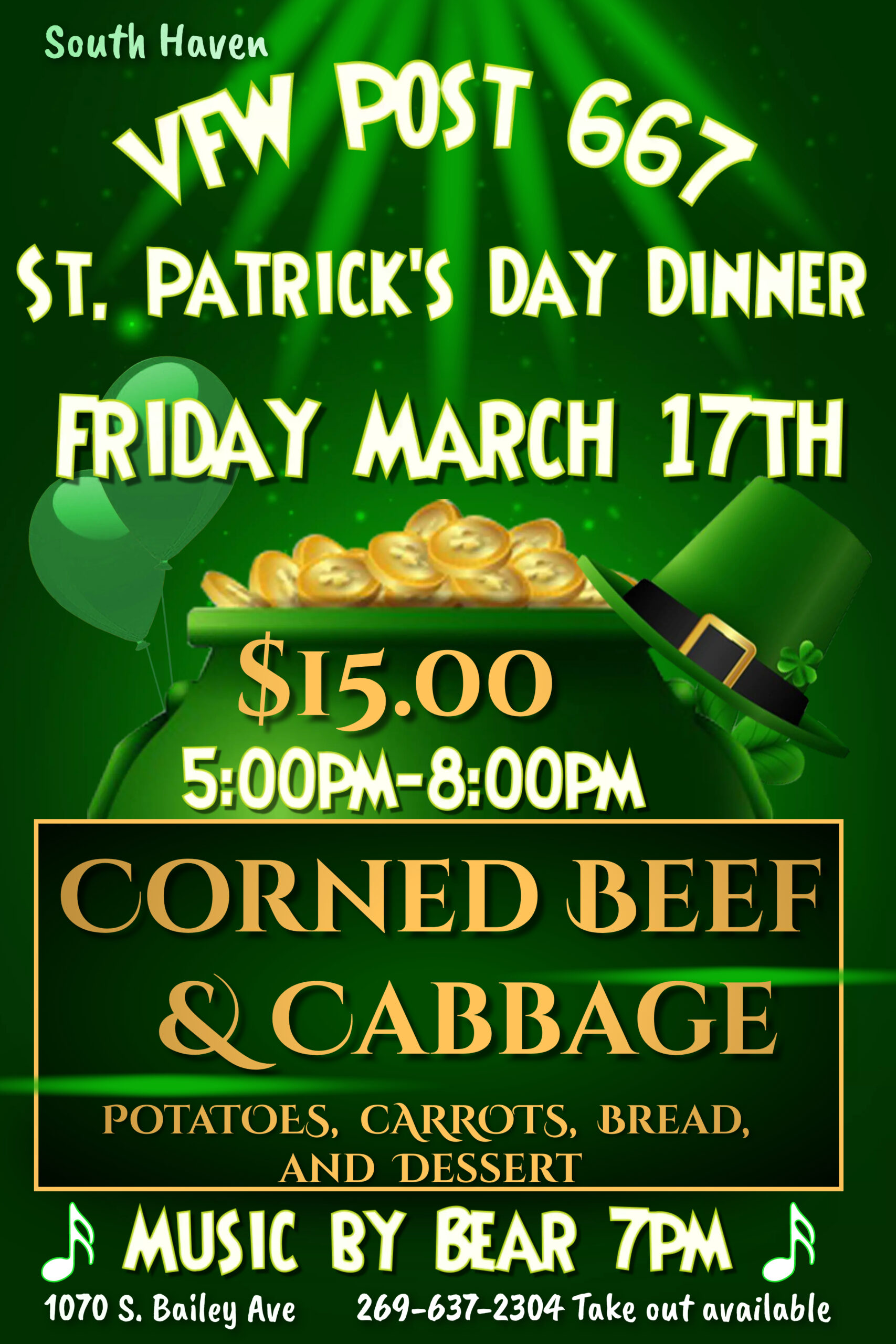 St. Patrick’s Day Dinner and Music - VFW Post 667